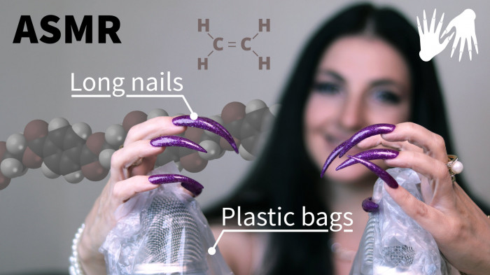 Plastic BAGS sounds ♵ TWO MIC 👂 ASMR - LONG CLAWS - Lora Long Nails