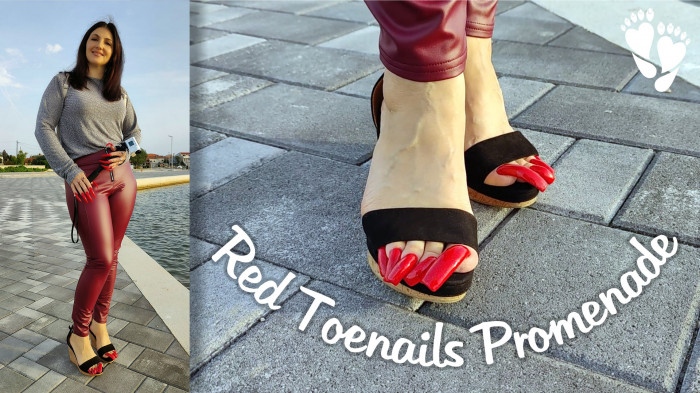 RED LONG TOENAILS 🇭🇷 PROMENADE (CROATIA) - Lora Long Nails