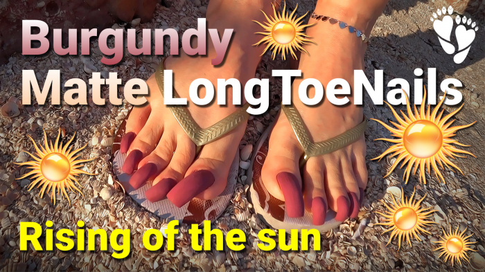 Sunrise ☀️ Burgundy Matte 🦶 LONG TOENAILS - Lora Long Nails
