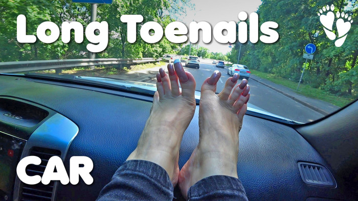 Long Toenails 🚗 CAR tapping in motion - Lora Long Nails