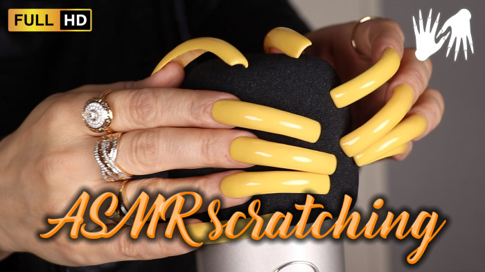 ASMR scratching YELLOW NAILS tapping - Lora Long Nails
