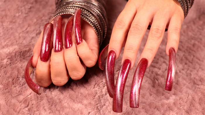 Magnetic polish 😺 Lots of bracelets - Very long nails - Lora Long Nails