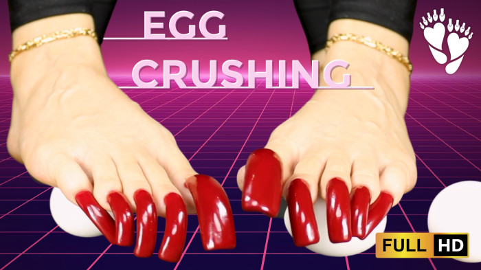 Egg Crushing - Red Toenails - Lora Long Nails