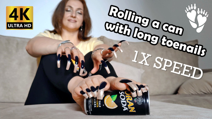 🥤Rolling a can with long toenails (original version) - Lora Long Nails